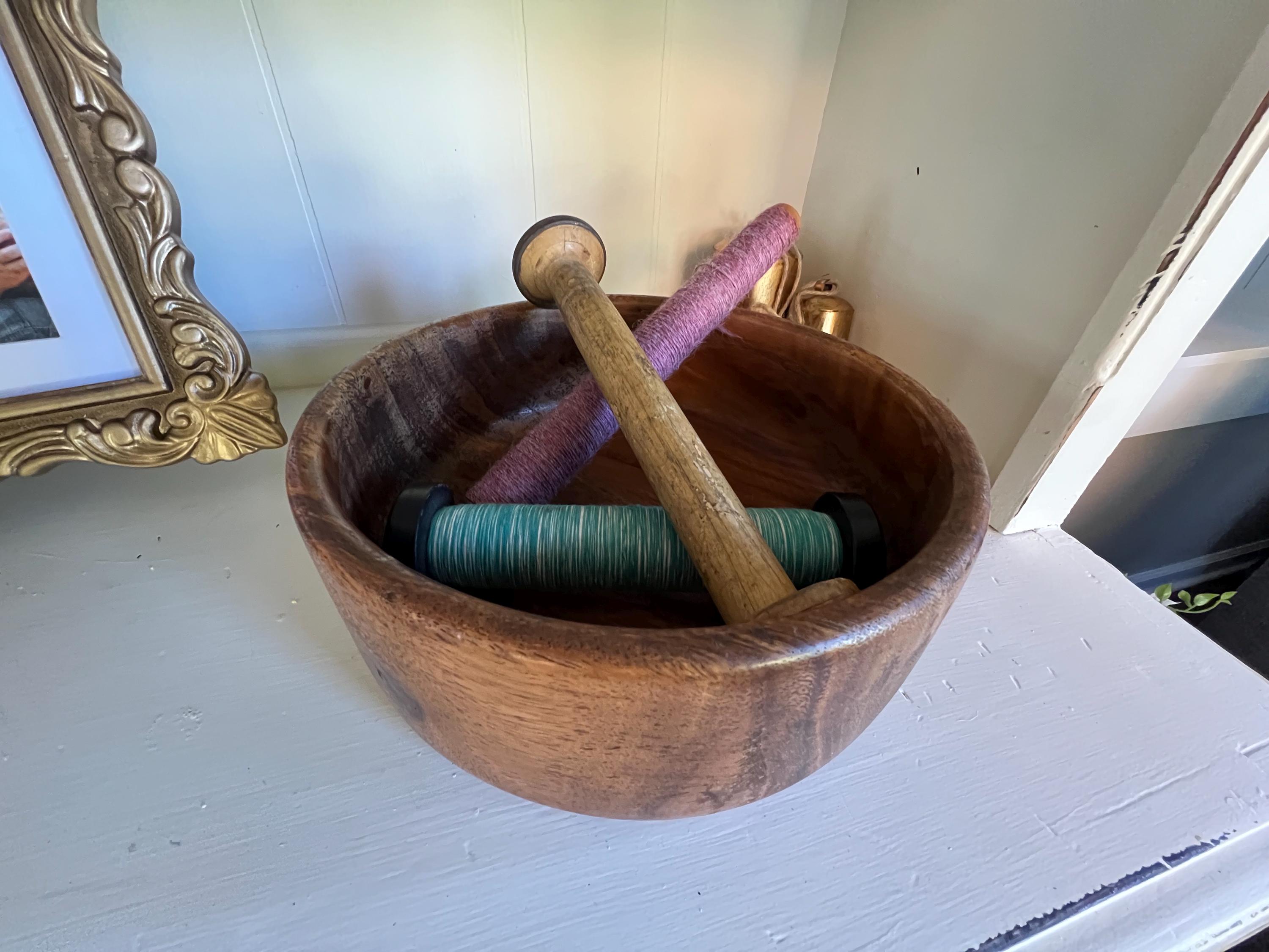 3 Wooden Spools for Decorating, 2 With Thread, One Empty, Farmhouse ...