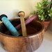 3 Wooden Spools for Decorating, 2 With Thread, One Empty, Farmhouse ...