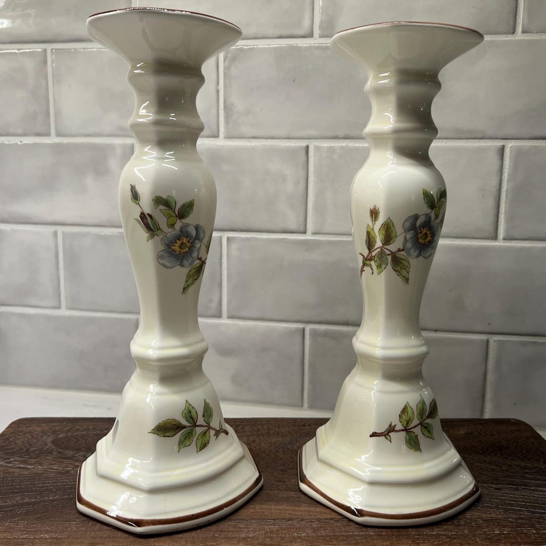 Sangostone Japan Apple Blossom Candlesticks, 10” Tall, Vintage ...