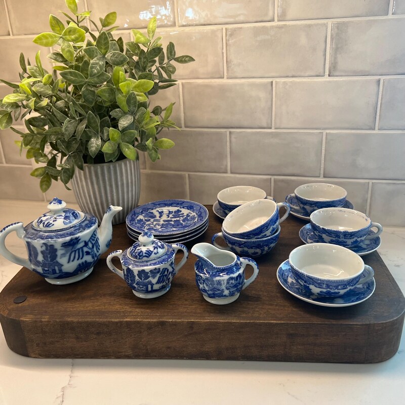 Blue Willow Tea Set - Etsy