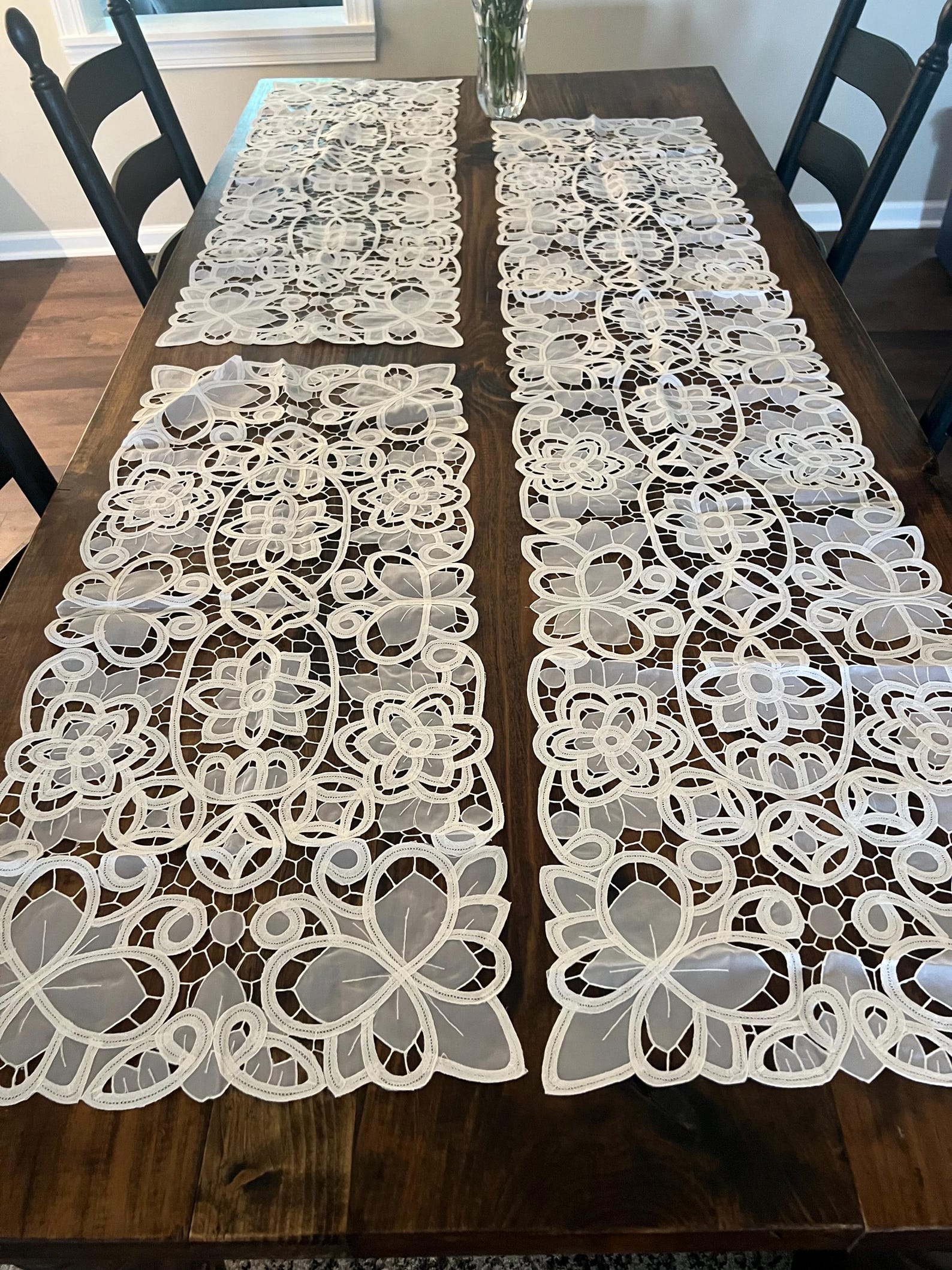Vintage Battenburg Lace Table Runners, Floral Pattern, Set of 3 - Etsy