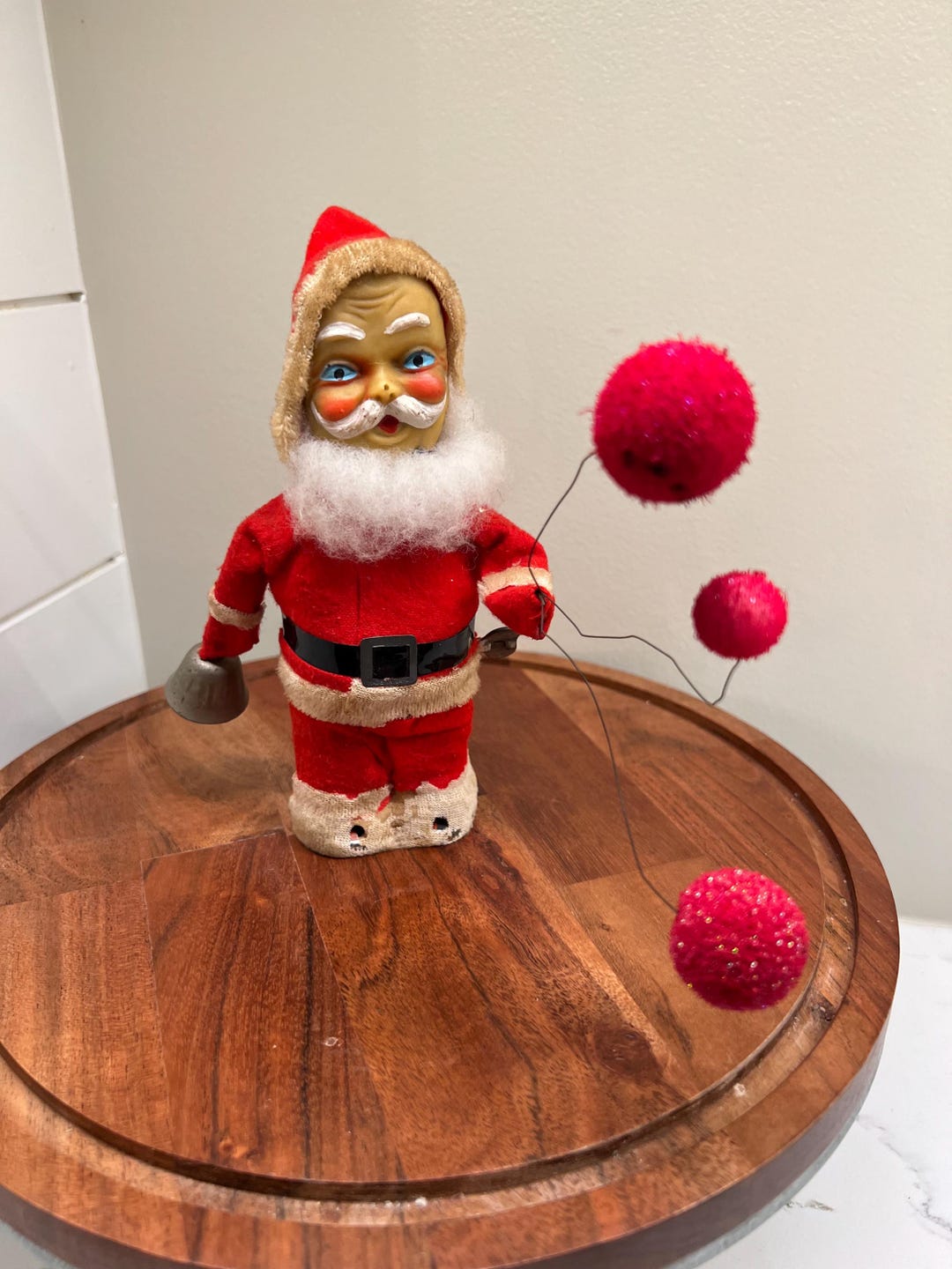 1950’s Vintage Santa Wind -up Santa Ringing Bell and Moving Balloons up ...