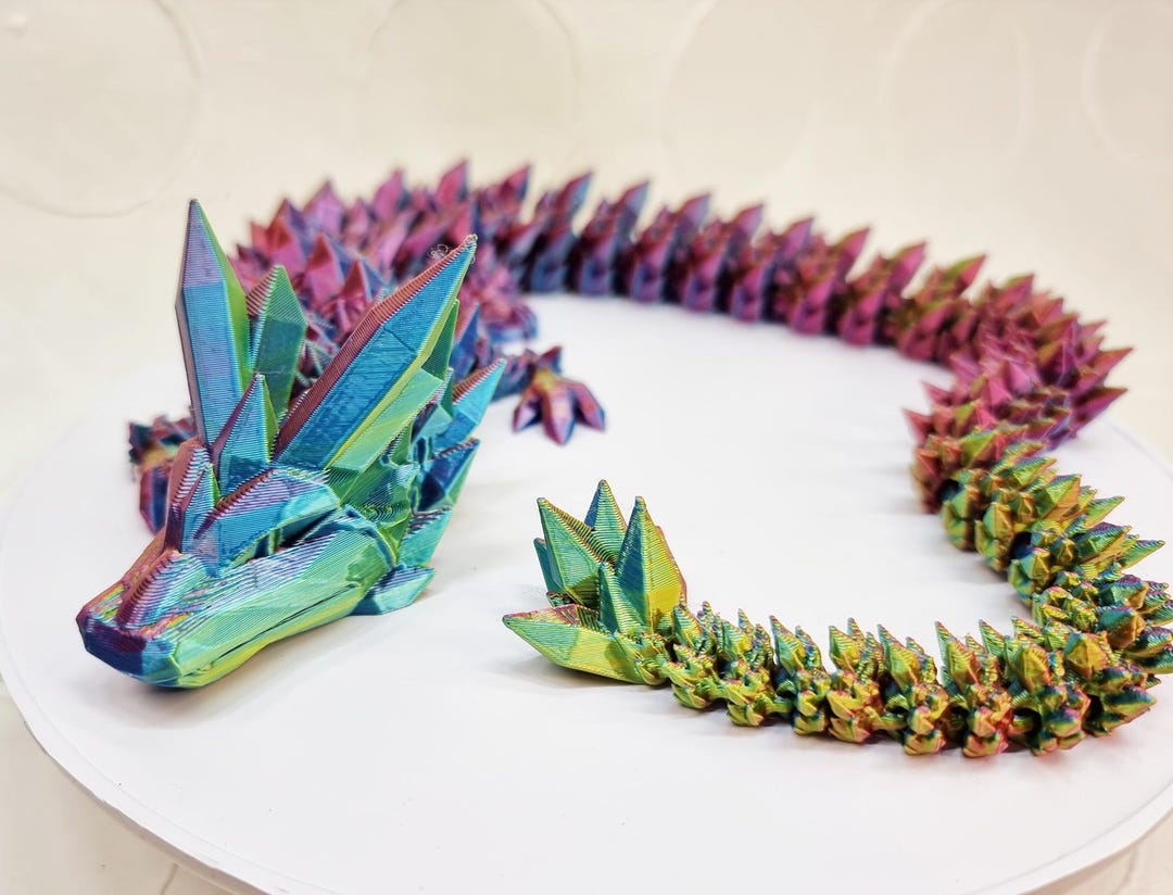 3D Printed Crystal Dragon - Large Articulated Dragon - 20 Inches (50 Cm ...