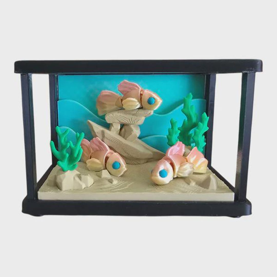 Mini Fish Tank Diorama – 3D Aquarium Scene 3D Printed Mini Fish Tank ...