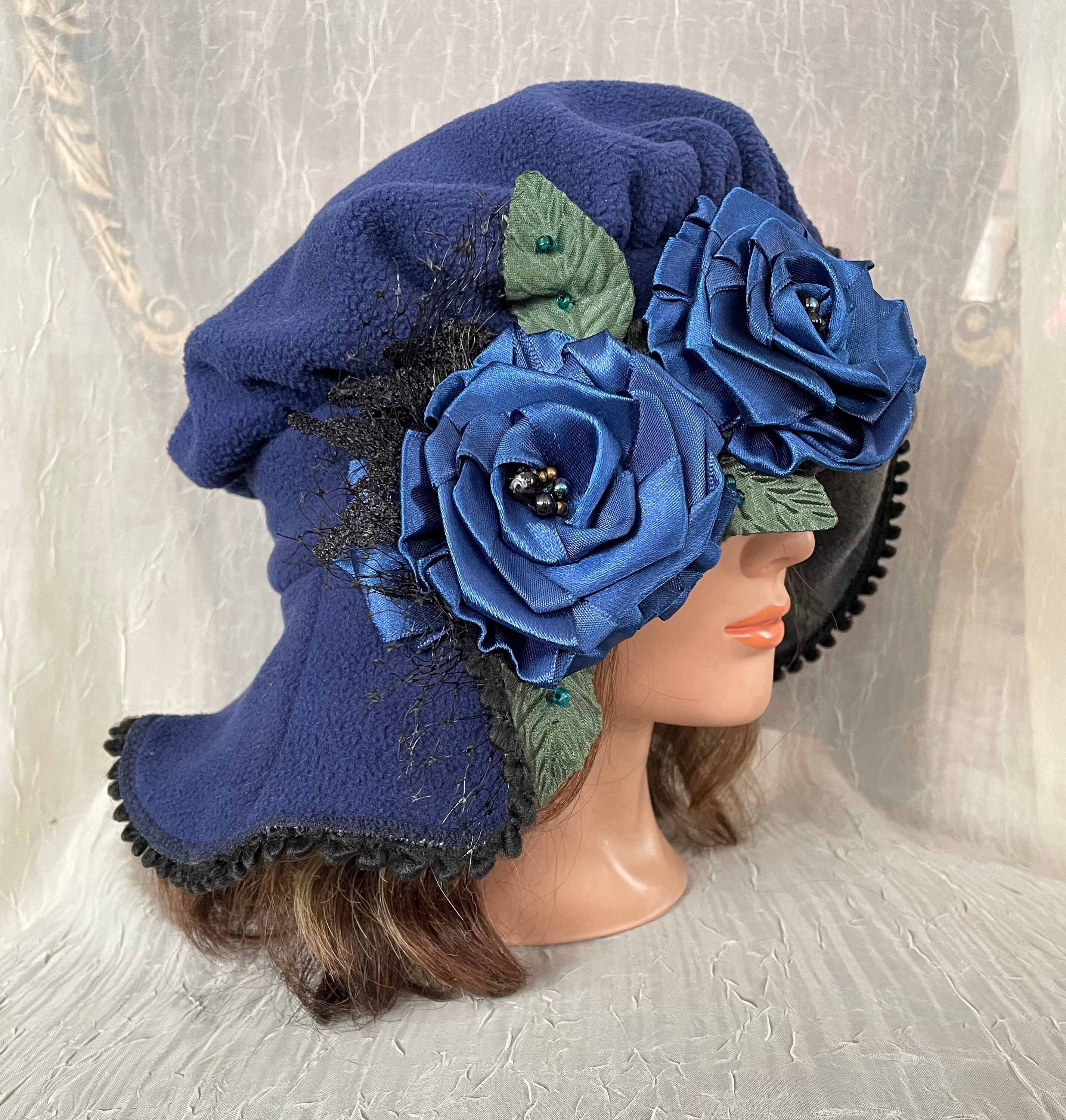 Flapper Hat Navy Blue Grey . Tatiana123 - Etsy