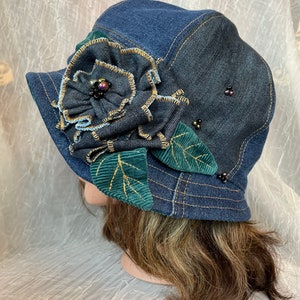 1920 Cloche Upcycled Repurposed Environmentally Friendly Denim Blue ...