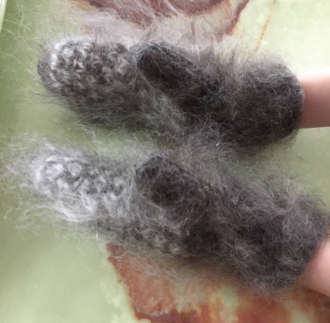 Kids Wool Cashmere Goat Down Mittens Grey Gray Knitted Wool Gloves ...