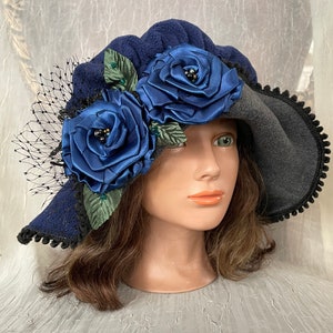 Flapper Hat Navy Blue Grey . Tatiana123 - Etsy