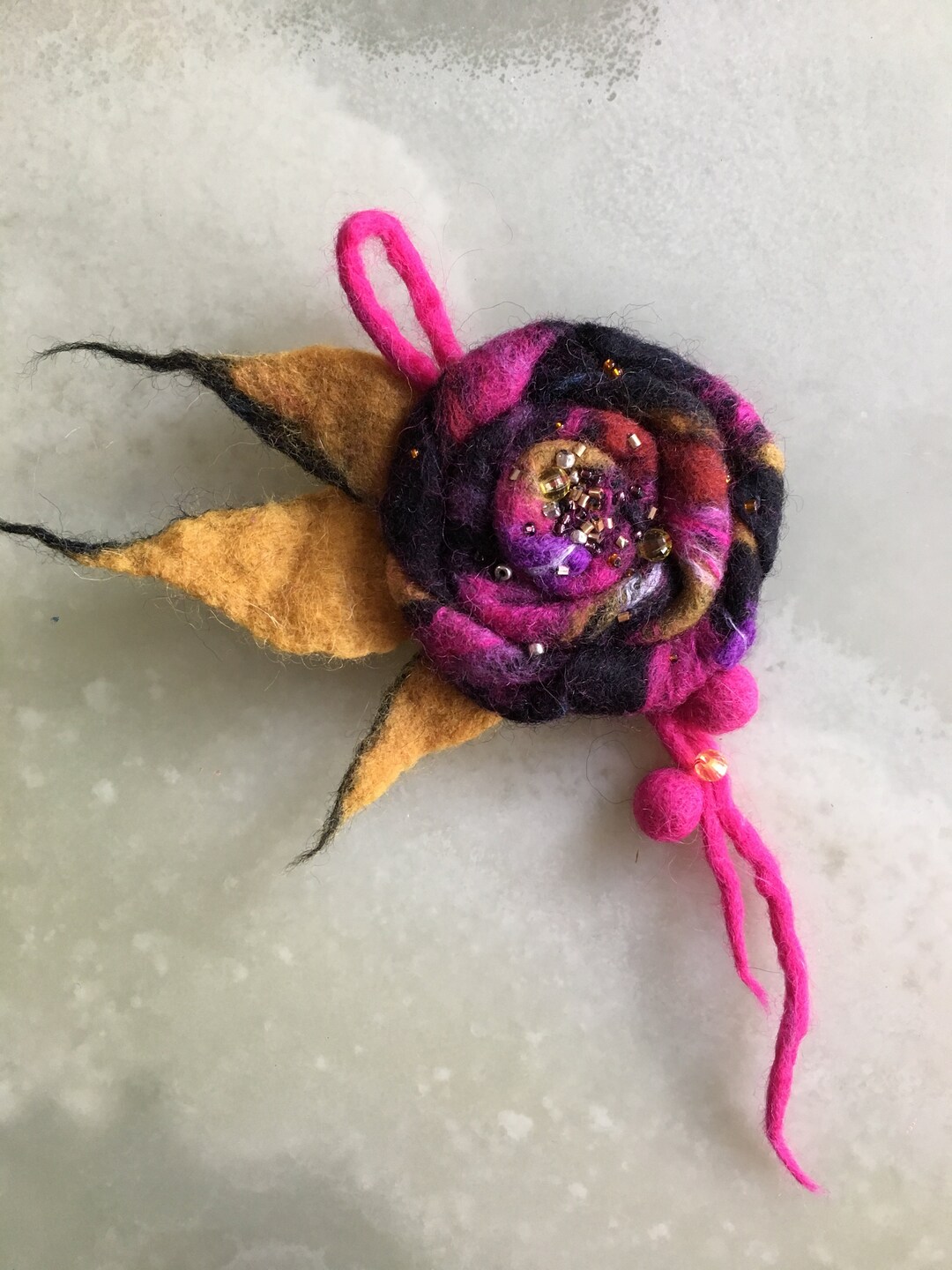 Wet Felted Brooch Merino Wool Felted Pin.felted Wool Brooch Multicolor ...