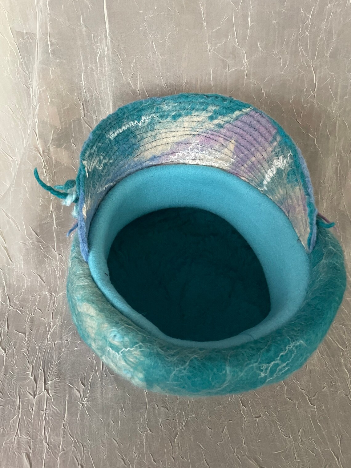 Designer Wool Cap Winter Warm Sky Blue Turquoise Lilac Violet Blue Wet ...