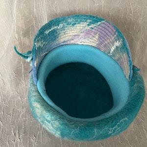 Designer Wool Cap Winter Warm Sky Blue Turquoise Lilac Violet Blue Wet ...