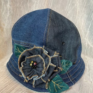 1920 Cloche Upcycled Repurposed Environmentally Friendly Denim Blue ...