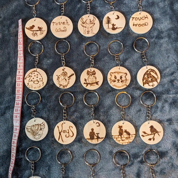 Wood Burned Keychain - Etsy