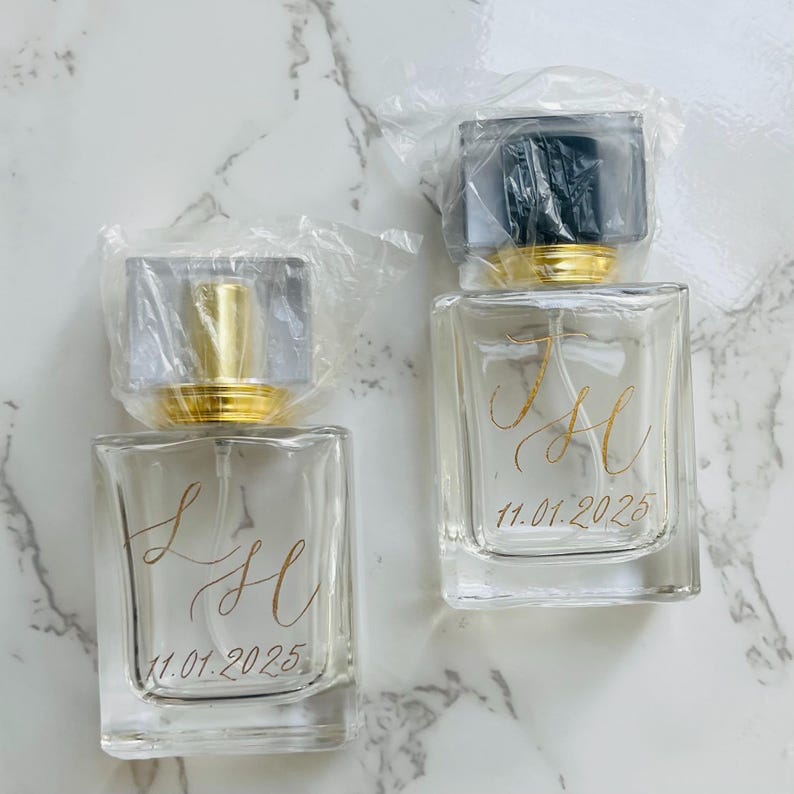 Custom Mr. and Mrs. 50ml Perfume Bottle Set – Personalized Engraved or ...