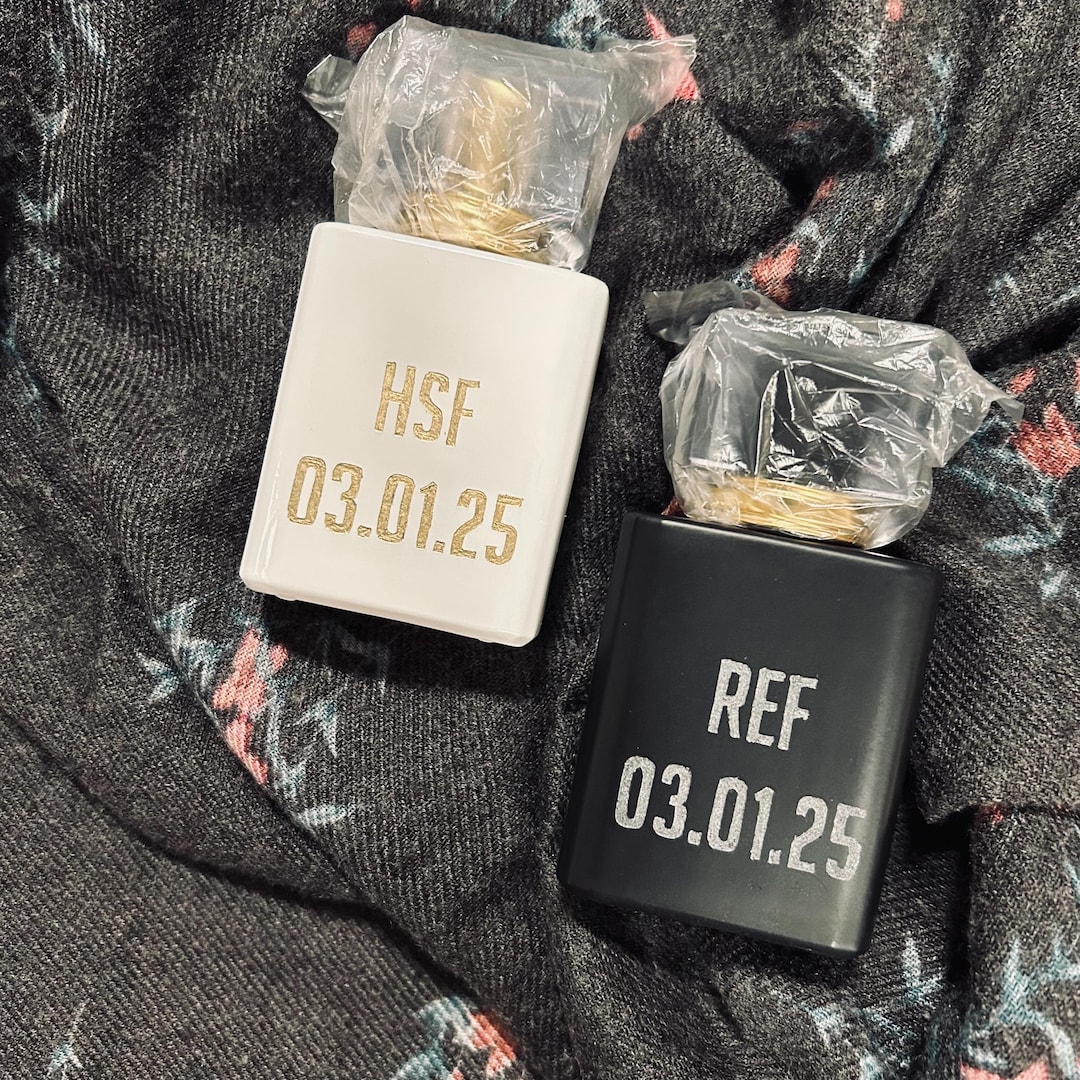 Custom Mr. and Mrs. 50ml Perfume Bottle Set – Personalized Engraved ...