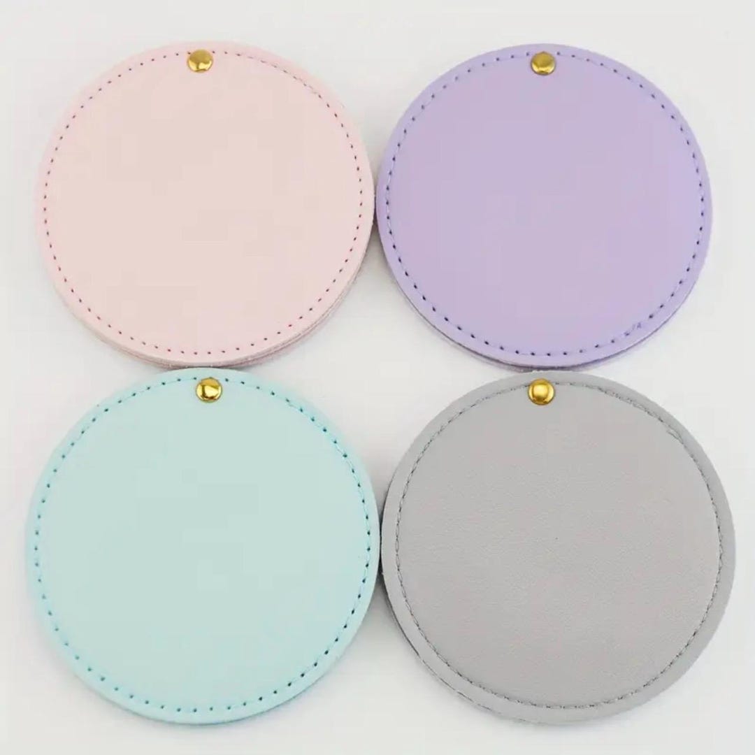 Personalized Leather Compact Mirror - Custom Flip-up Pocket Mirror ...