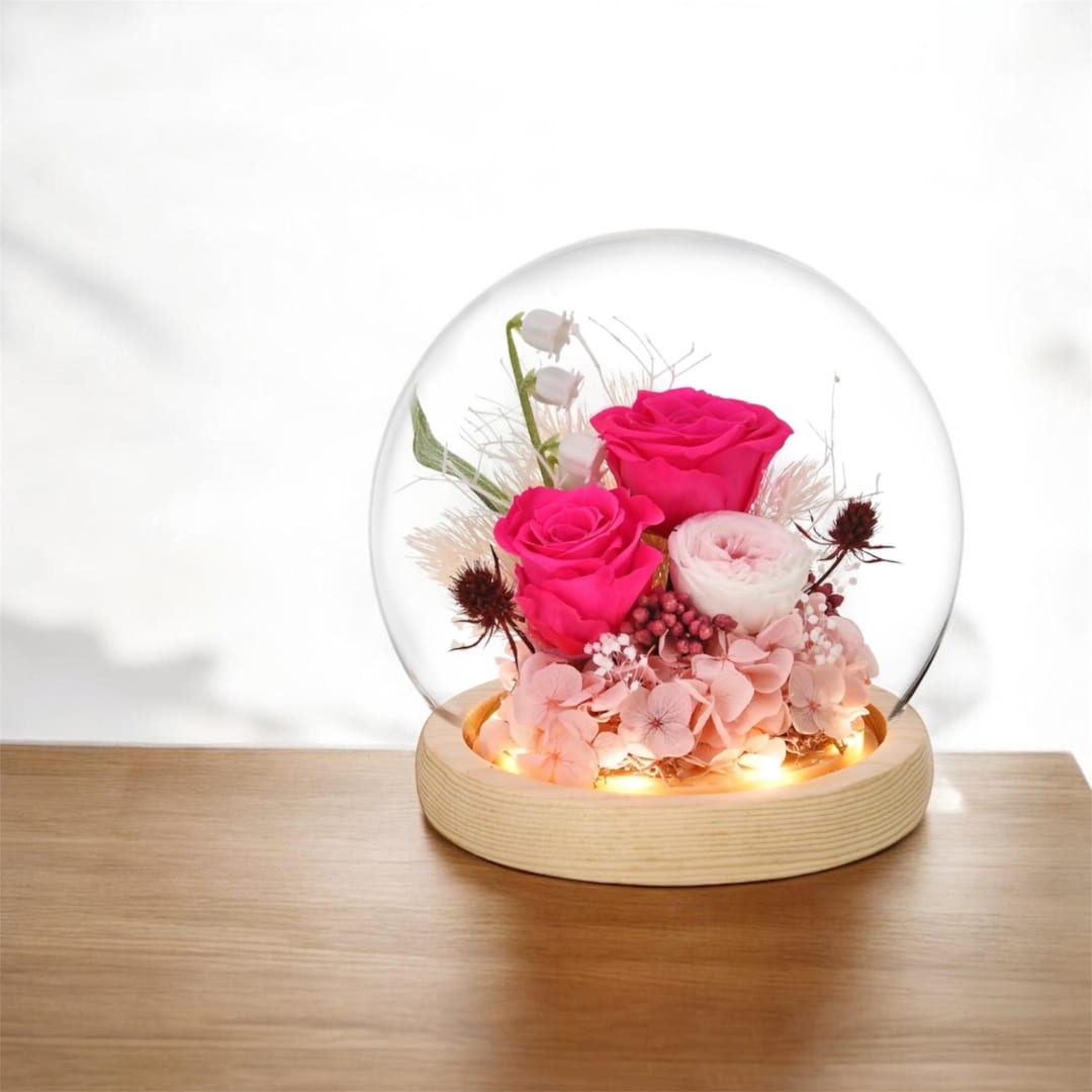Custom Engraved Preserved Rose Dome With LED Lights - Personalized ...