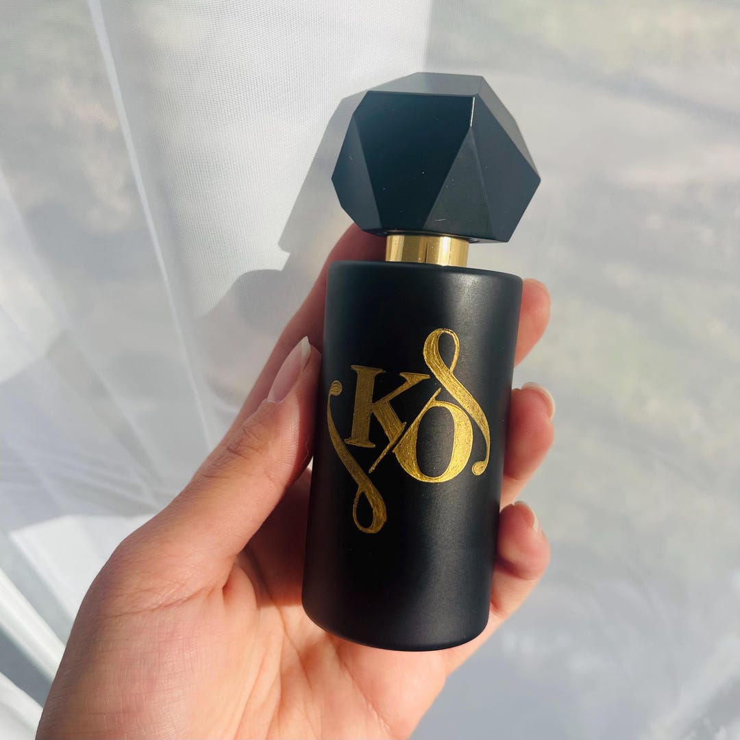 Custom Matte Black Geometric Perfume Bottle 50ml – Personalized With ...