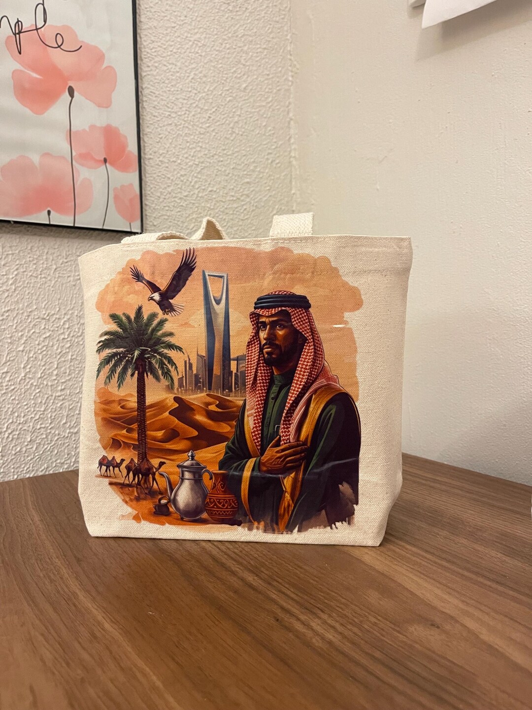 Handmade Canvas Tote Bag Saudi Arabia Cultural Design Arabian Desert ...