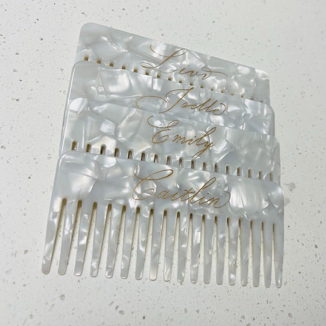 Personalized Pearl Comb – Custom Engraved Name Comb, Gold Engraved ...