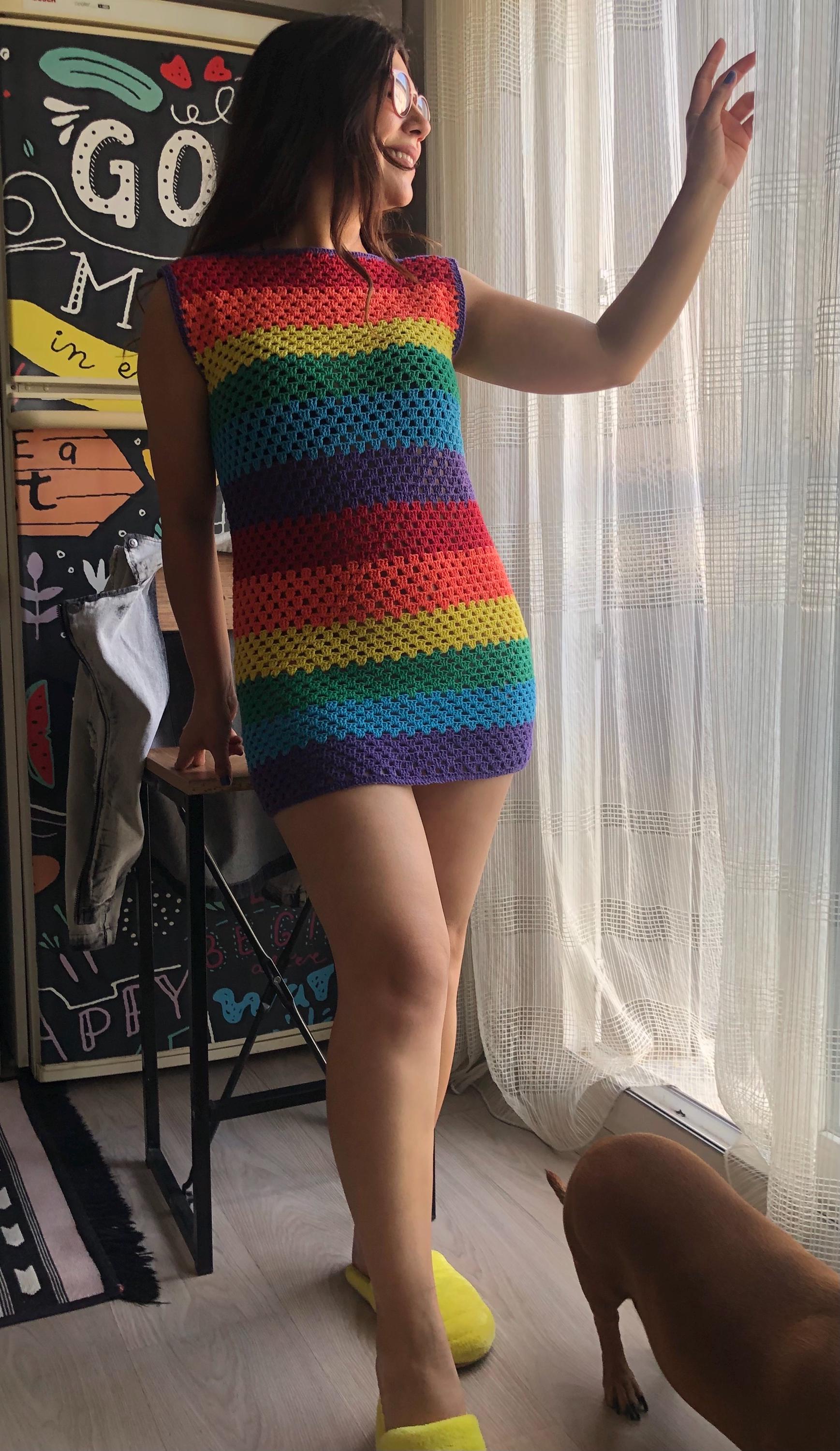 LGBTQ Rainbow Organic Cotton Dress, Gift for Pride Month, Unisex Mini ...
