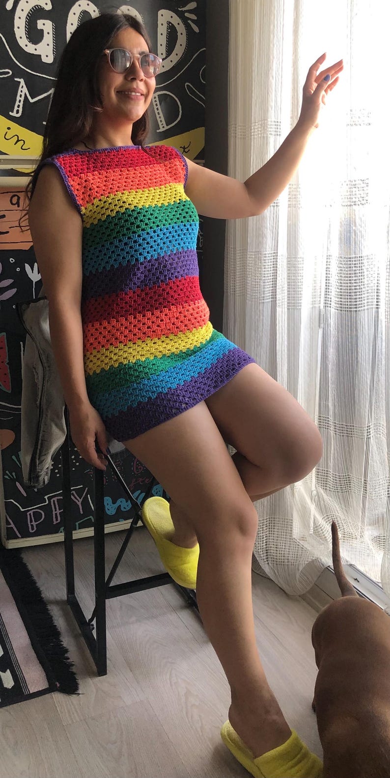 LGBTQ Rainbow Organic Cotton Dress, Gift for Pride Month, Unisex Mini ...
