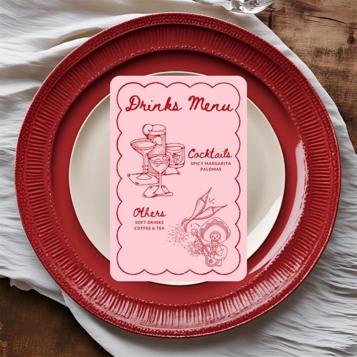 Mexican Night Inspired Invitation Dinner & Drinks Menus, Themed Dinner ...