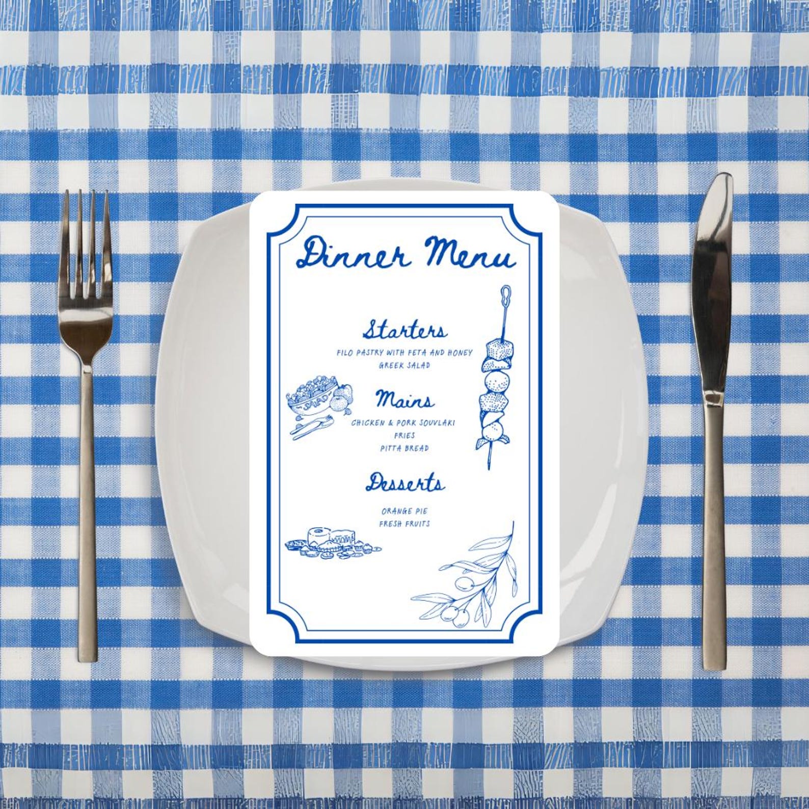 Greek Dinner Party Invitation & Menu Templates (digital Download) - Etsy