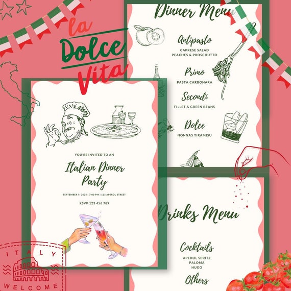 Italian Themed Dinner Party Invitation Templates Italian Dinner