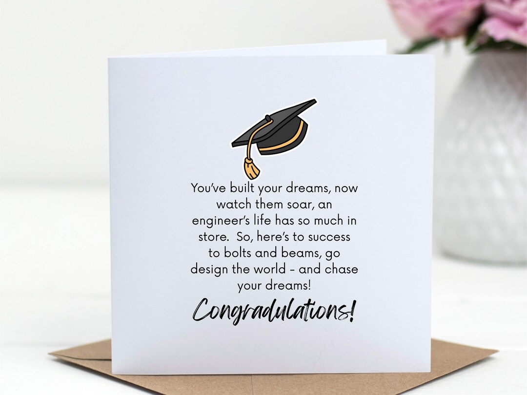 Graduation Card for Engineer Graduation Gift for Engineering Graduation ...