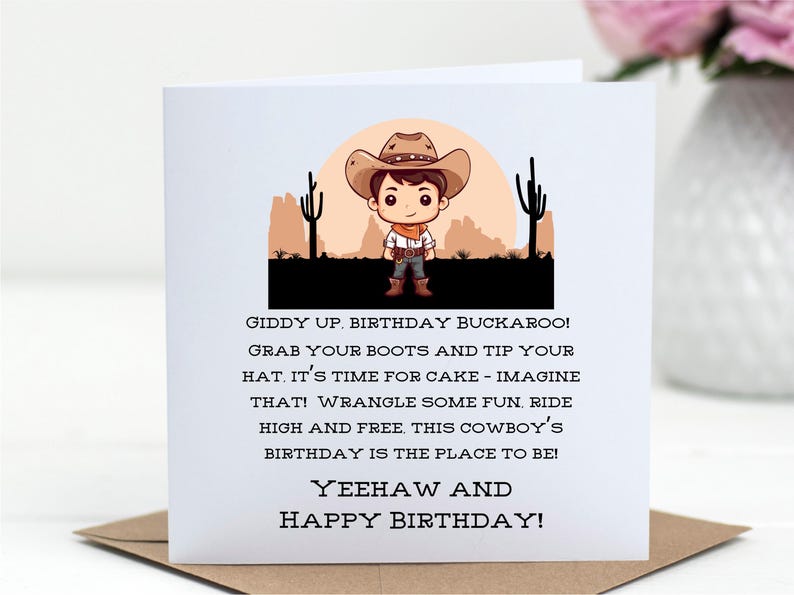 Cowboy Birthday Card, Western Rodeo Theme (instant Download) - Etsy