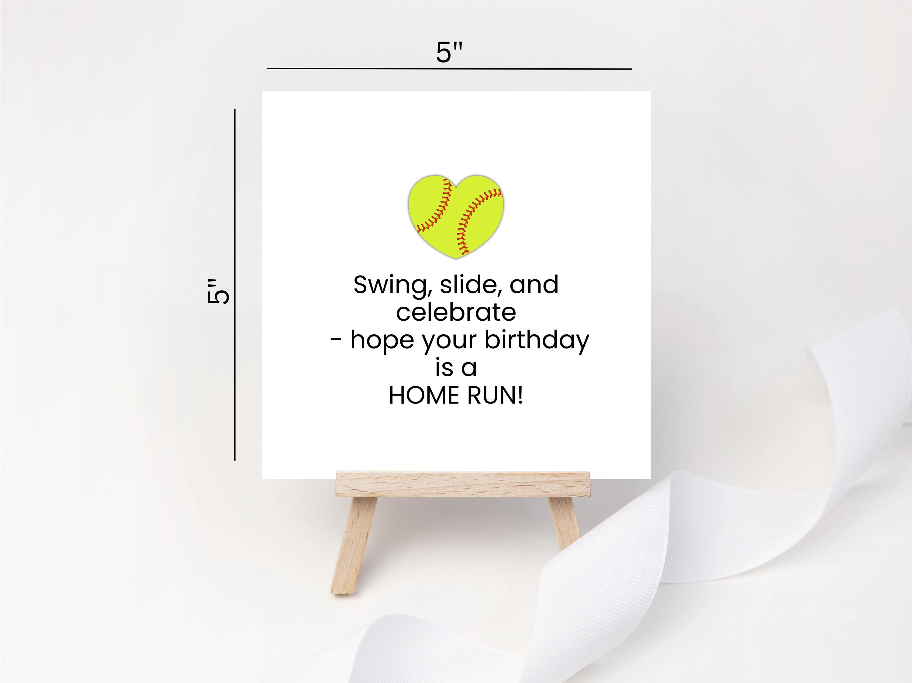 Softball Birthday Card Printable, Happy Birthday Card, Custom Birthday ...