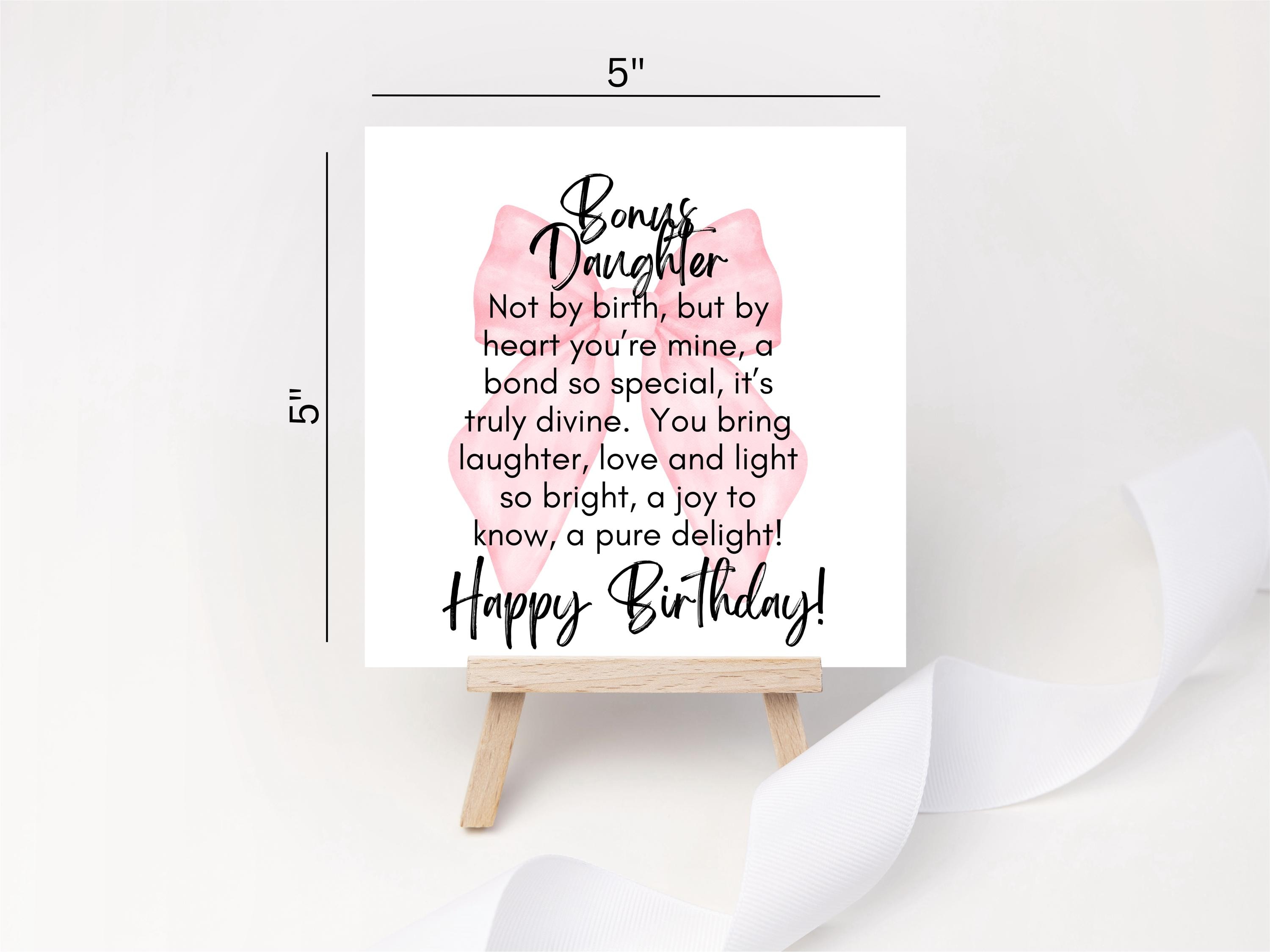 Printable Birthday Card for Bonus Daughter With Sweet Poem, Foldable ...
