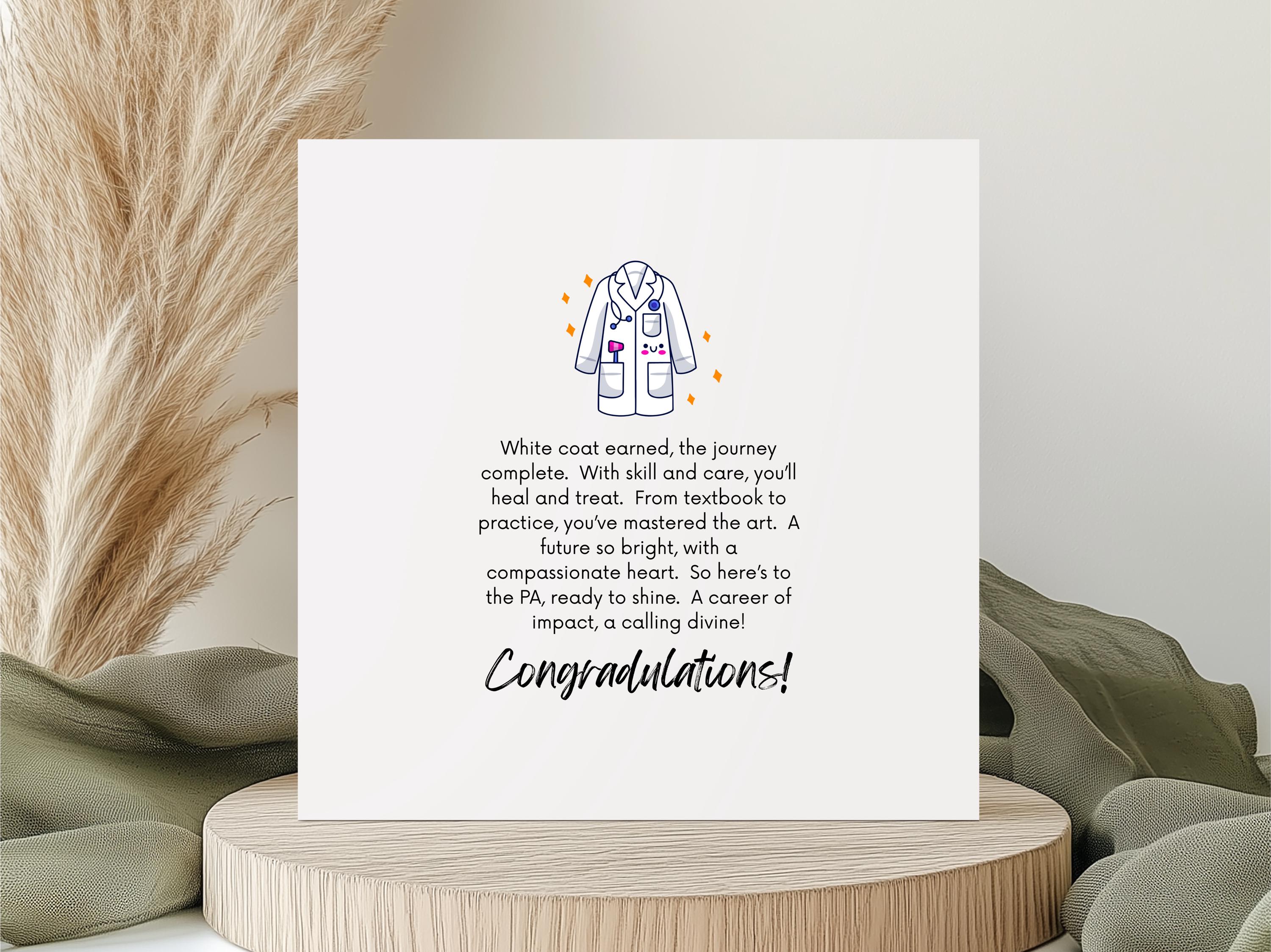 Physician Assistant Graduation Printable Greeting Card for Medical ...