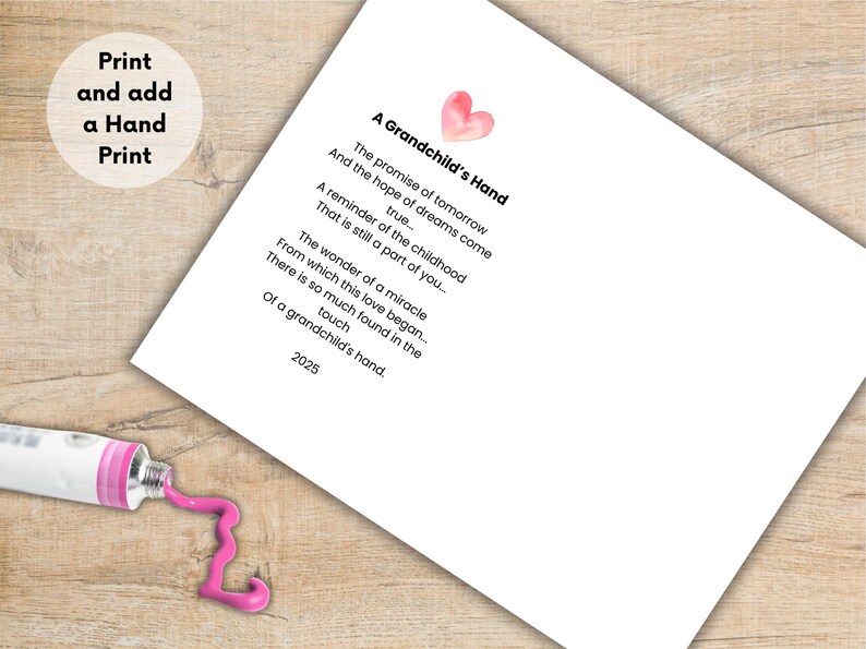 A Grandchild's Hand Printable Handprint Art for Grandparents Day ...