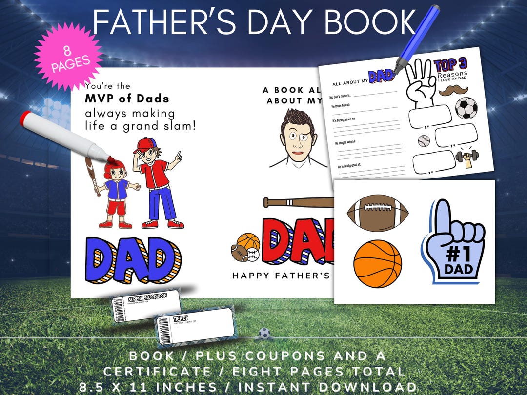 All About Dad Printable, Father's Day Book, Happy Birthday Dad, World's ...