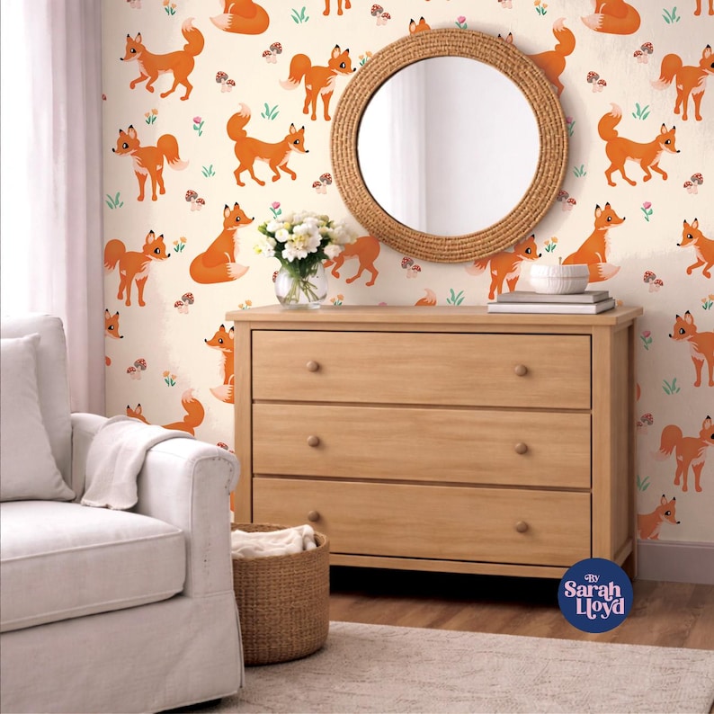 Woodland Fox Seamless Pattern, Hand-drawn Forest Animals (digital ...