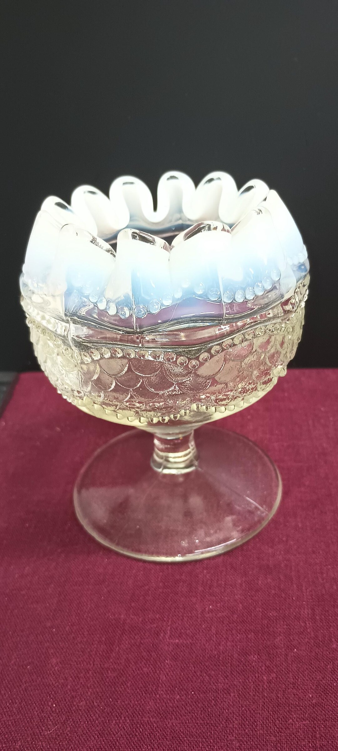 Antique Jefferson Glass Co 'pearls & Scales' EAPG Opalesy Rose or Ivy ...