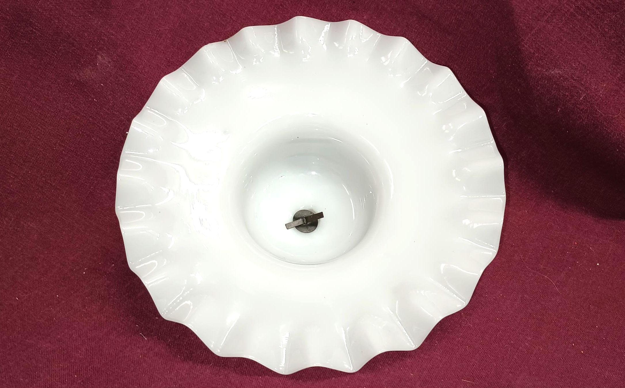 Antique Opaline Milk Glass Smoke Bell, Soot Shade for Kerosene Wall ...