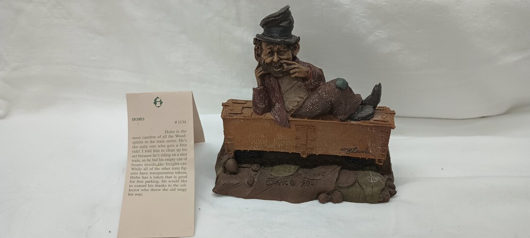 Tom Clark Gnome Wood Spirit Hobo on Boxcare 1985 Train 1134 Figure ...