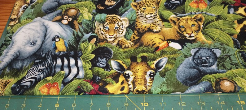 David Textiles Exotic Forest Animals Tiger, Panda, Elephant Cotton ...