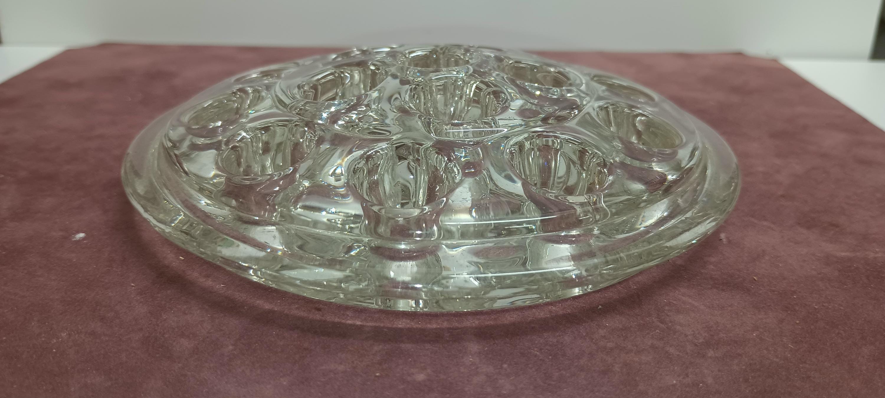 Vintage Large Glass Paperweight Flower Frog, 16 Hole, 5" for ...