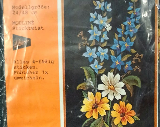 Schurer Cosmea German Embroidery Kit on Black Vintage 70's #N133 - Etsy