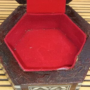 Vintage Trinket Box Inlay Abalone Bone Marquetry Hexagon Jewelry #J263 ...