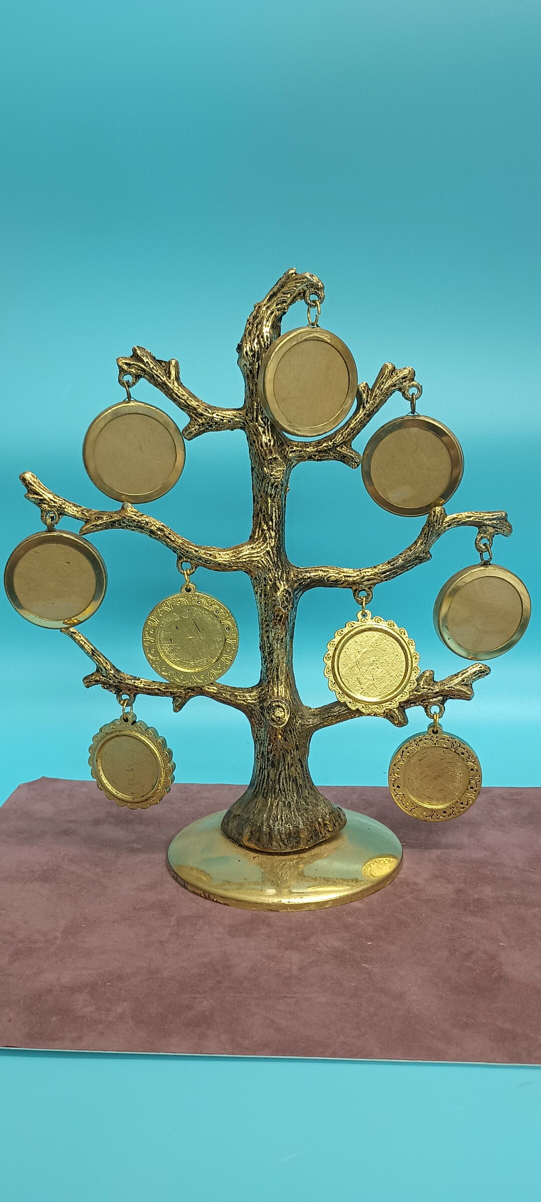 Vintage Hollywood Regency Family Tree of Life Photo 9 Round Picture ...