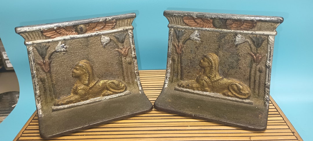 Antique Cast Iron Book Ends Bradley Hubbard Sphinx Egyptian Revival # ...