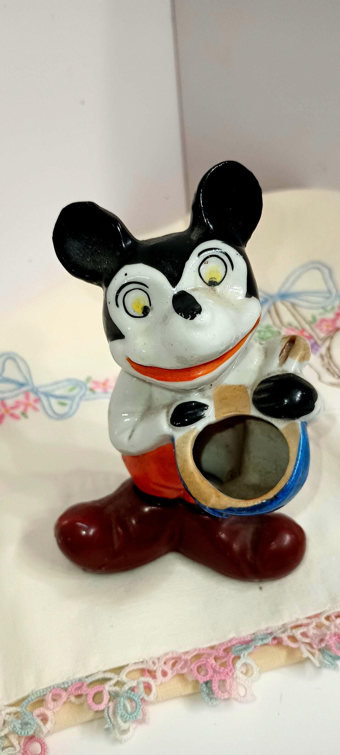 Vintage Pie Eyes Mickey Mouse Toothpick, Match Holder, Japan Ceramic ...