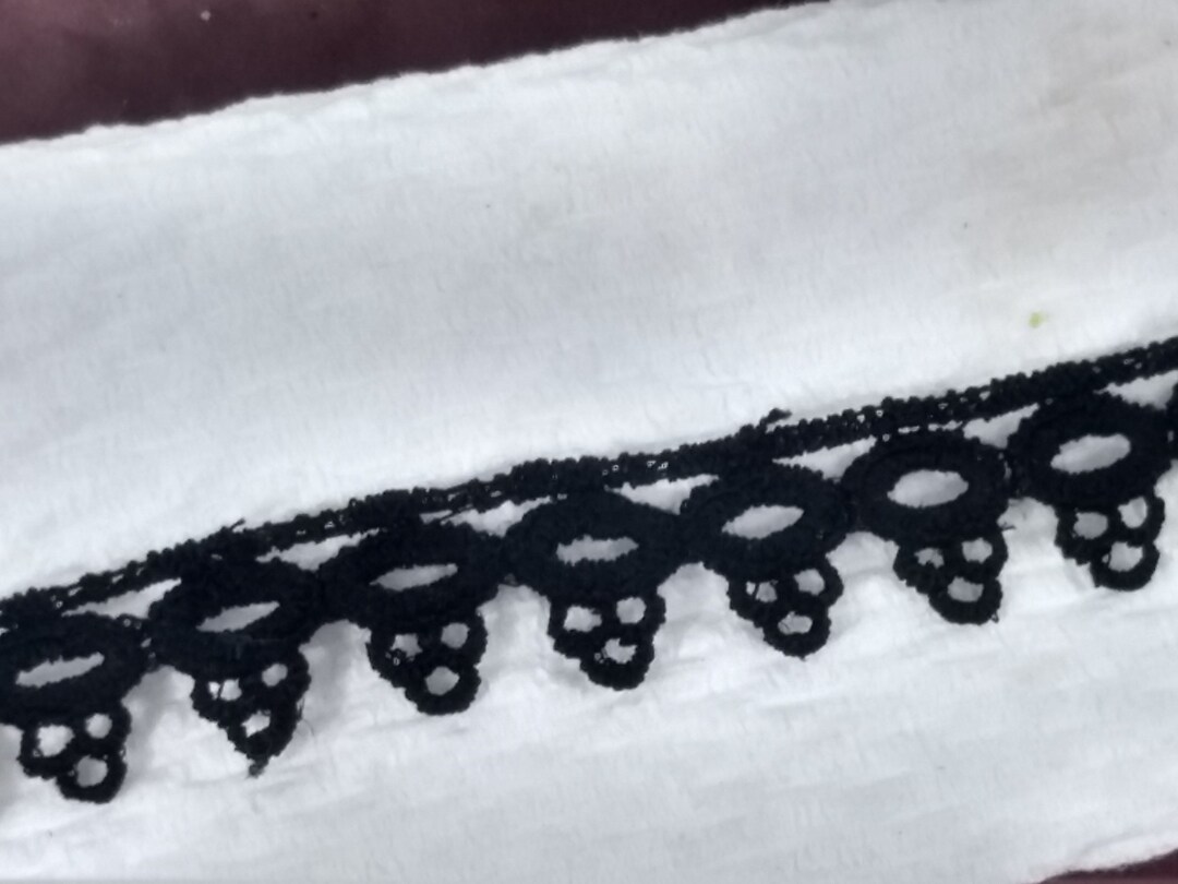 Black Rayon Lace Machine Tatting 10 Yards on Original Board, St. Louis ...