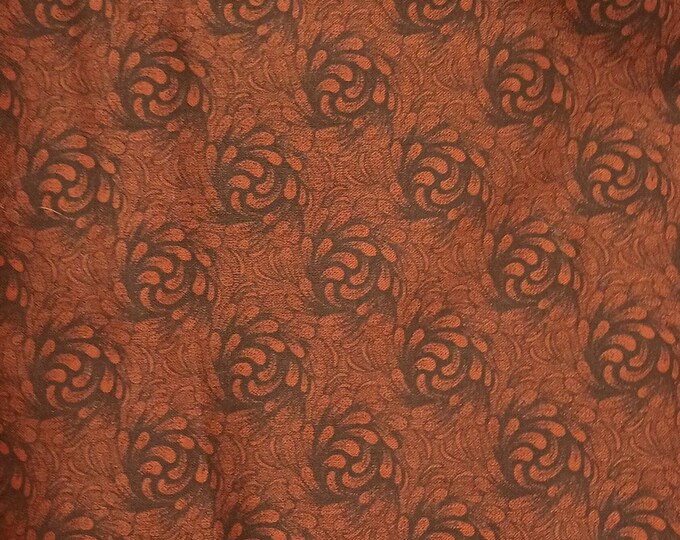 Vintage Cotton Fabric Deep Rust W Brown Swirl Cluster Print Blender 3-1 ...