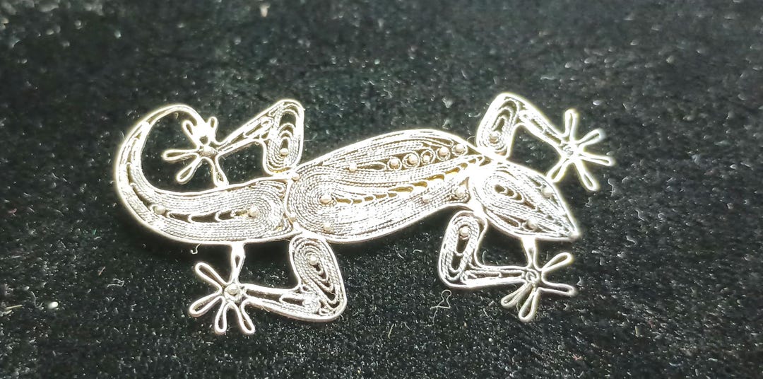 Vintage Cannetile 800 Silver Gecko, Lizard, Signed Wire Work Brooch Pin ...
